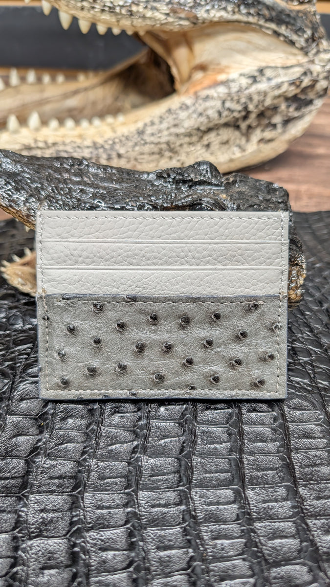 DOUBLE SIDE CREDIT CARD HOLDER GRAY OSTRICH LEATHER 💯 ORIGINAL – El ...