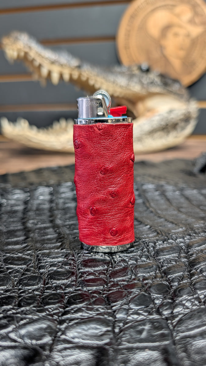 RED OSTRICH LIGHTER CASE – El Plebe Hats