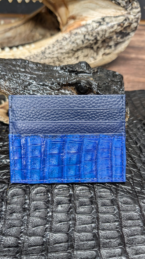DOUBLE SIDED CREDIT CARD HOLDER ROYAL BLUE CROCODILE LEATHER 💯 ORIGINA ...